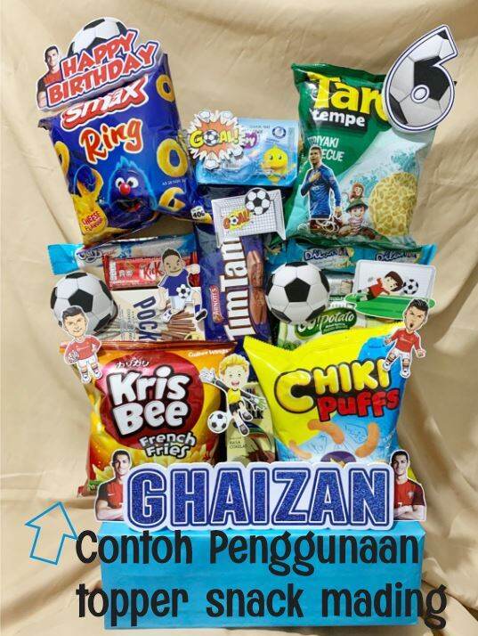 Topper untuk SNACK MADING, hiasan snack tower, bisa custom tema nama ...