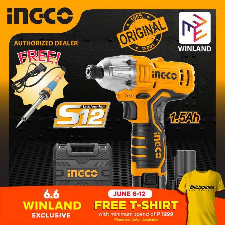 INGCO Original Lithium-Ion Impact Driver 12V with Free Soldering Iron ...
