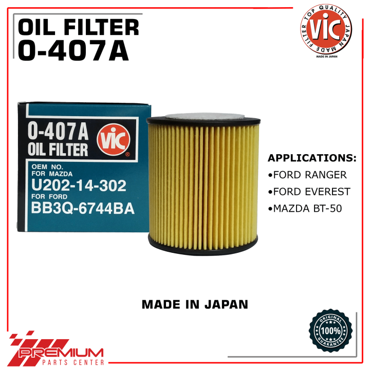 VIC Oil Filter Element Type O-407A for Ford Ranger, Everest, Mazda BT ...