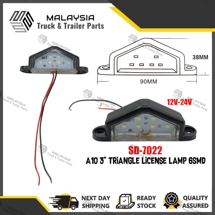 A10 3" TRIANGLE LICENSE LAMP 6SMD 12V-24V | TRUCK LICENSE PLATE LIGHT ...
