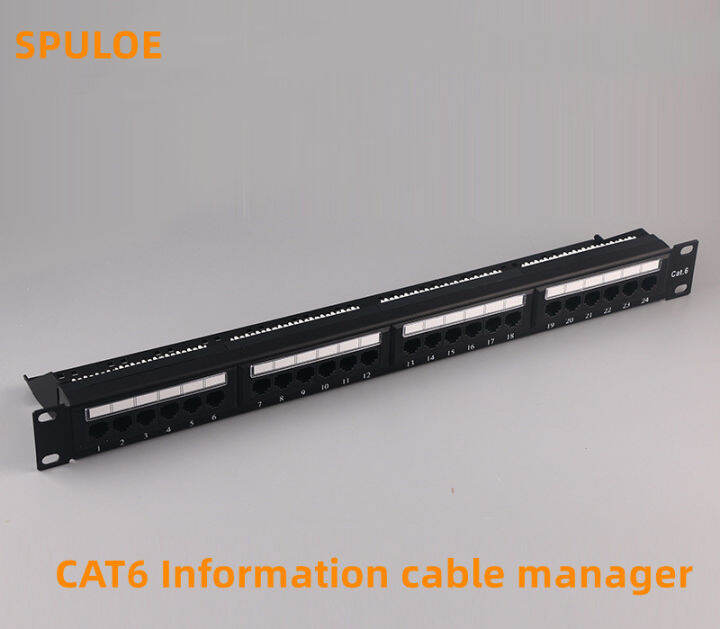 19Inch 1U Cabinet Rack Pass-Through 24 Port CAT6 Patch Panel RJ45 Cable ...