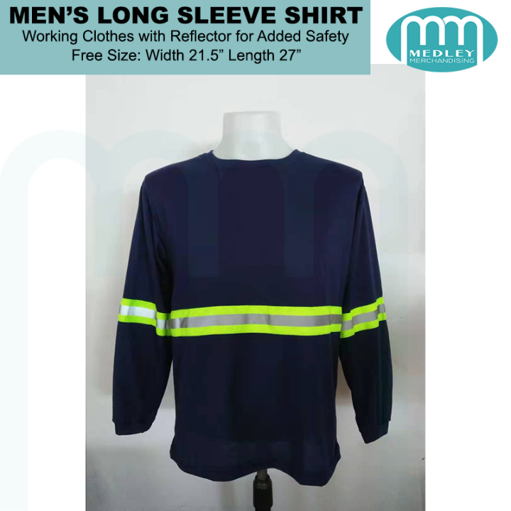 MEDLEY Adult Men's Long Sleeve Reflective Construction Shirt (for Added ...