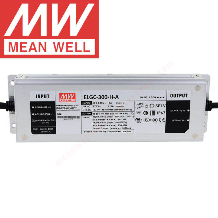 Mean Well ELGC-300-M-A Meanwell IP67กลางแจ้งกันน้ำ Led 2800mA พลังงาน300W โหมดพลังงานคงที่ ...