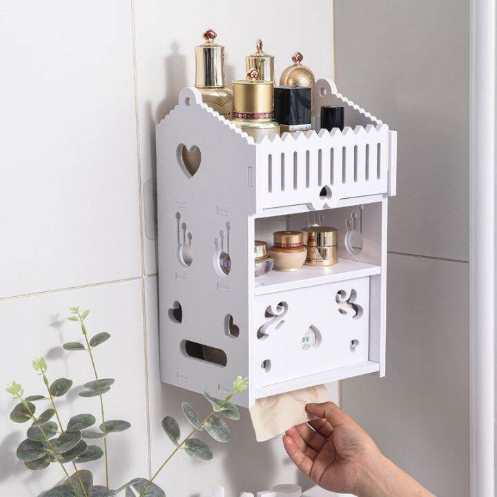 Toilet Shelves Organizer Hanging Wall Rack Holder Mounted Box Tissue ...