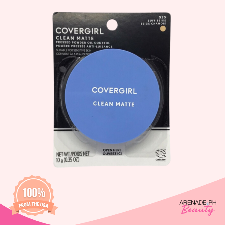 Covergirl Clean Matte Pressed Powder Oil Control (525 Buff Beige) 0.35 ...