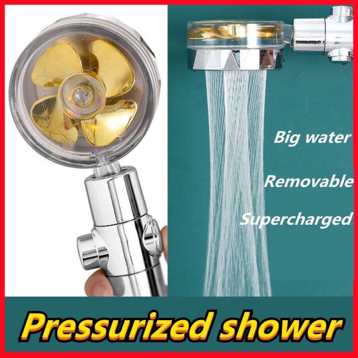 Shower Head Water Saving Flow 360 Degrees Rotating With Small Fan Abs