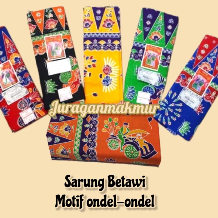 kain batik sarung betawi motif ondel-ondel / kain batik khas jakarta ...