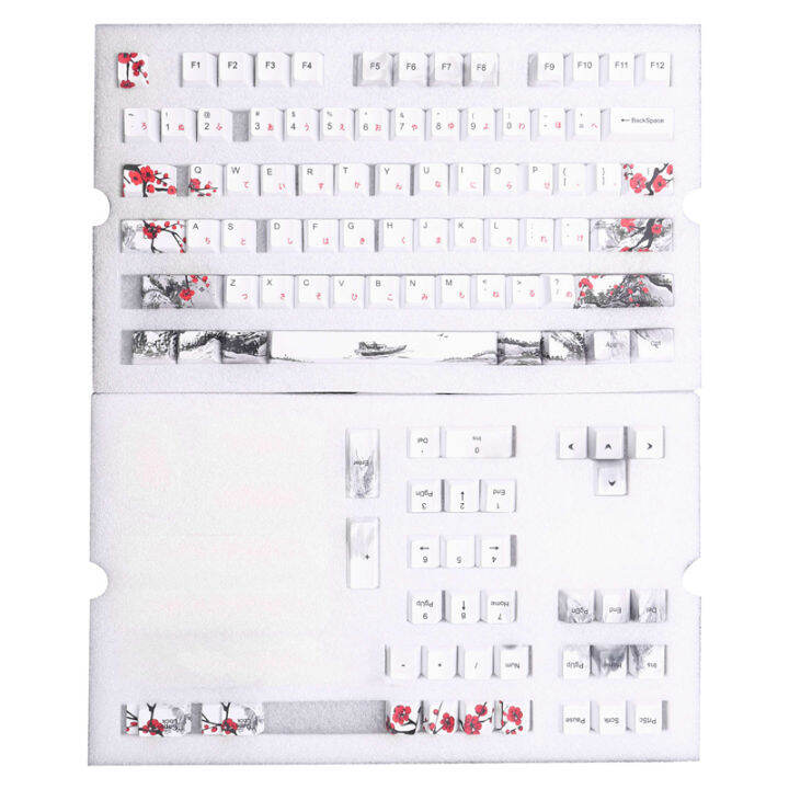 110 Keys PBT Keycap Dye-Sublimation Plum Blossom Cherry Profile Key Cap ...