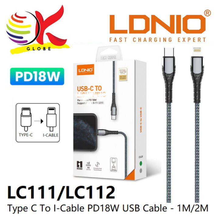 LDNIO LC111 / LC112 18W PD FAST CHARGING / DATA CABLE TYPE C TO I-CABLE ...