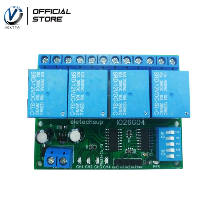 VOKTTA 4-way DC 5V/12V/24V DIP Switch Delay Relay Module Low Pulse Trigger Self-locking ...