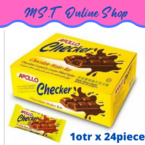 [MT] Apollo Checker Chocolate Wafer Bar 24pieces x 15gm (1788) | Lazada