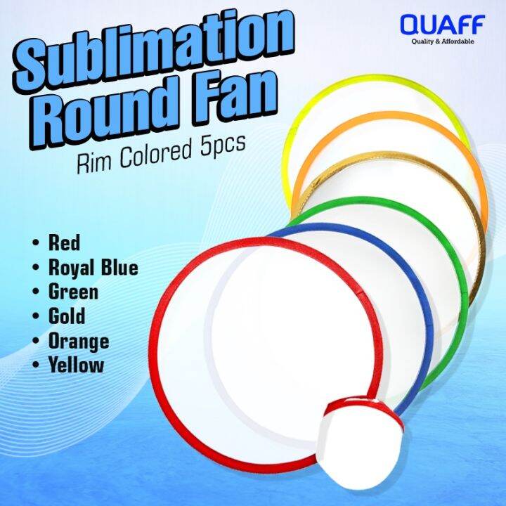 Quaff Blank Printable Foldable Round Fan White With Rim Color 5 Pcs ...
