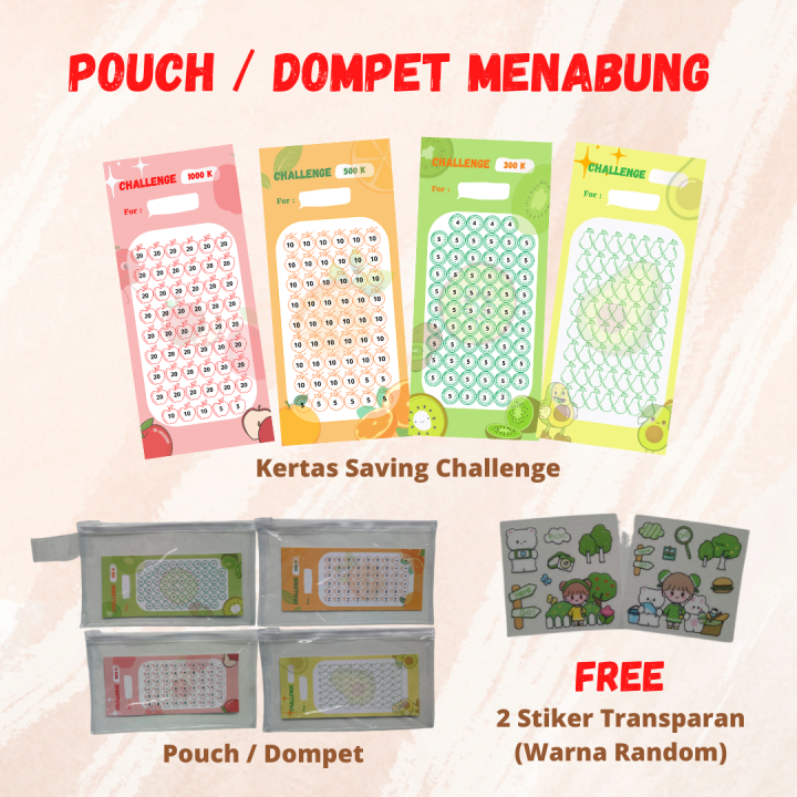 ( FREE STIKER ) Dompet Menabung / Pouch Saving Challenge / Tantangan ...
