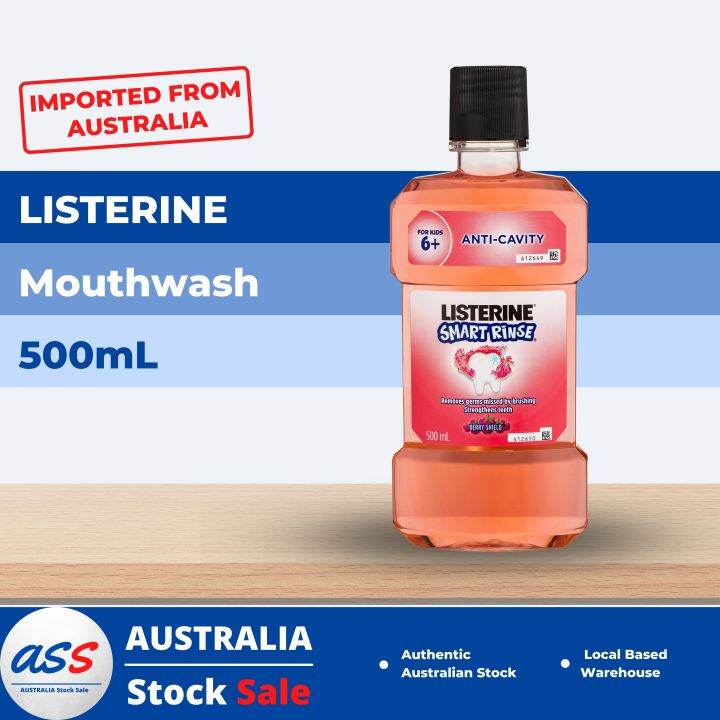 Listerine Smart Rinse Anti-Cavity Kids' Mouthwash Berry Shield, 500mL ...