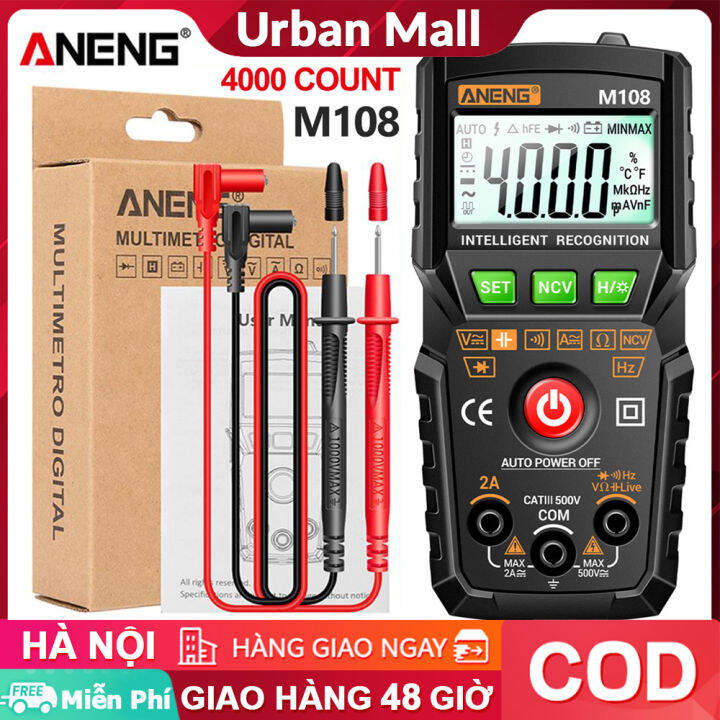 Đồng hồ vạn năng ANENG M107 / M108 Nhận dạng tự động cơ bản Đồng hồ vạn năng số tự động có độ ...