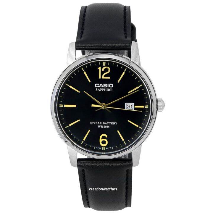 Casio Analog Leather Strap Black Dial Quartz MTS-110L-1A MTS110L-1 Mens ...