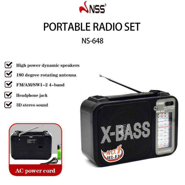 NSS Radio Speaker HI-FI Super Sound FM/AM/SW1-4 Band Transistor Radio ...