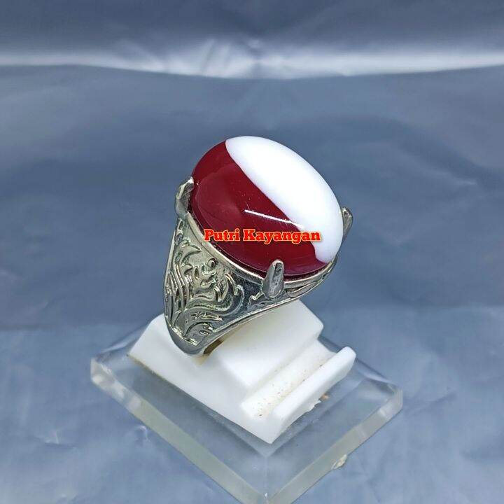 Cincin Batu Akik Merah Putih Spesial Kemerdekaan Batu Warna Merah Putih ...