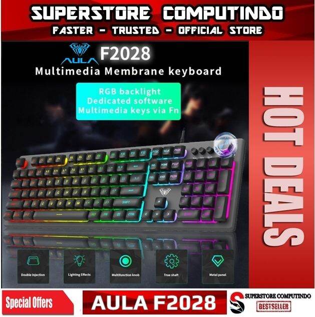 Keyboard Gaming Multimedia Membrane AULA F-2028 RGB Macro-AULA F2028 ...