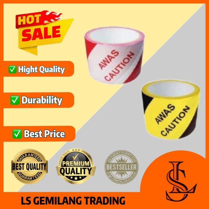 50mm/ 70mm x 70m Red White Awas Caution Hazard Tape Non Adhesive ...