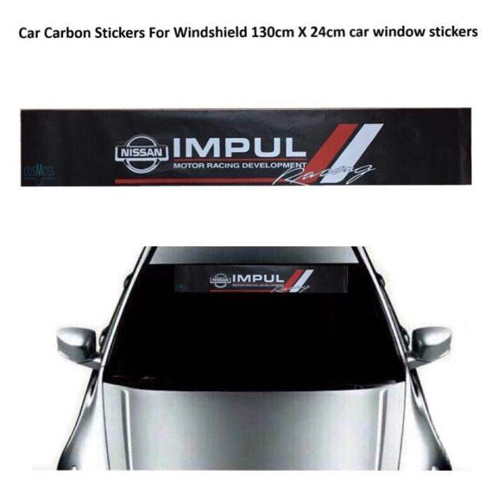 NISSAN IMPUL Logo UNIVERSAL Car Carbon Stickers For Windshield 130cm X ...