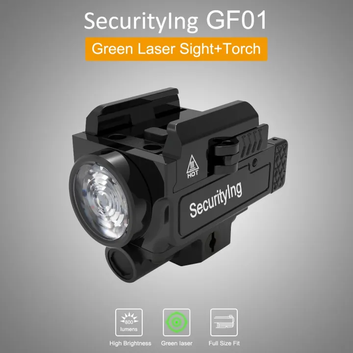 SecurityIng Tactical Pistol Flashlight Green Laser Sight 800LM 2 in1 ...