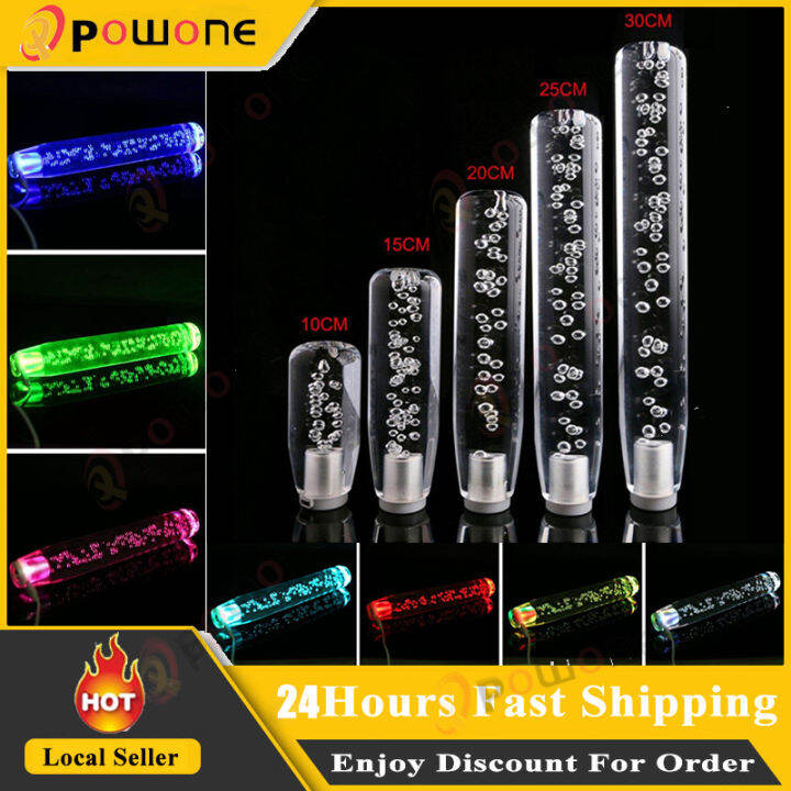 LED Light RGB Shift Knob Stick Crystal Transparent Bubble Gear ...