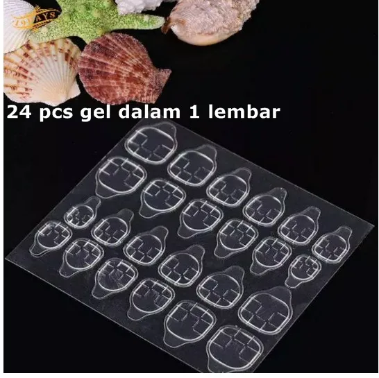 lem gel kuku palsu isi 24 pcs/lembar praktis dan aman untuk kuku | Lazada Indonesia