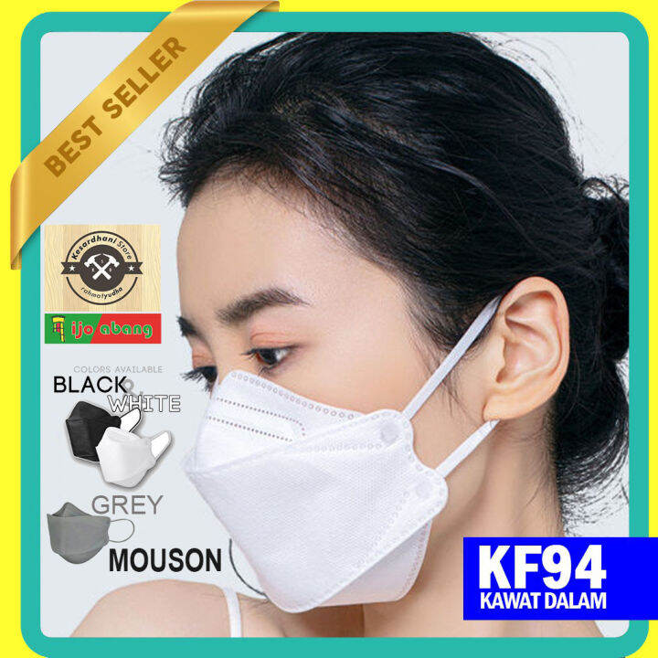 Masker KF94 10pcs PUTIH HITAM ABU Korea MOUSON CAREION 4D EVO Earloop ...