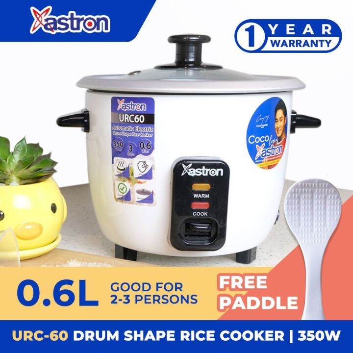 Astron URC-60 0.6L Drum Shape Rice Cooker (White) 3 cups 350W 2-3 ...