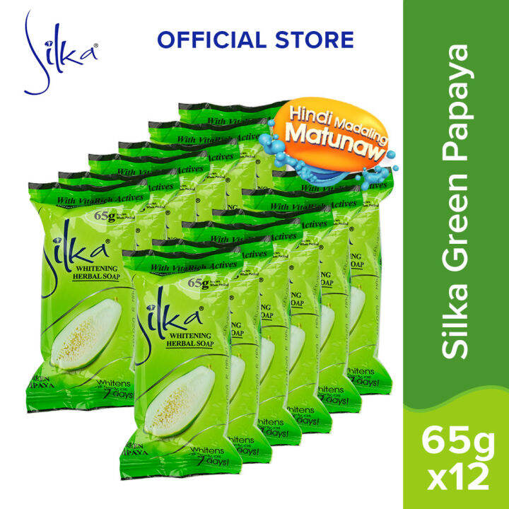 Silka Green Papaya Soap 65gr by 12's | Lazada PH