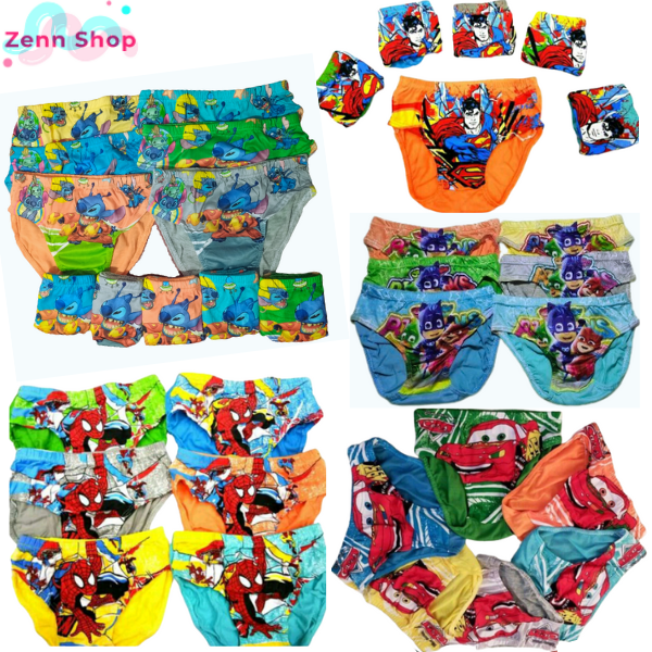 6 PCS. & 12 PCS. BRIEF FOR KIDS CARTOON CHARACTER RECOMMENDED AGE FOR 1 ...
