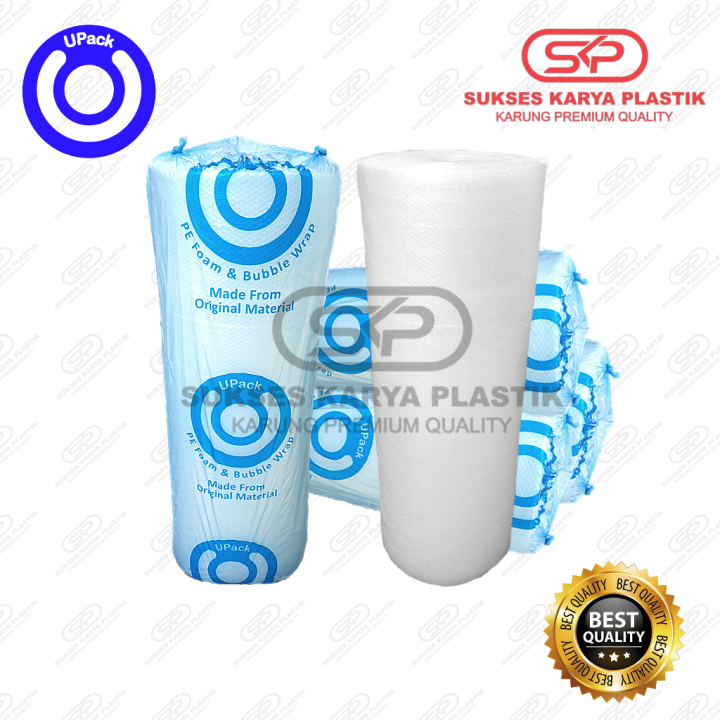 Plastik Bubble Wrap Roll Lebar 125 cm Panjang 50 Meter Bening Merek UPack (Kemasan Logo Biru ...