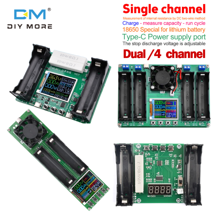 diymore 2/4 Channel 18650 battery capacity internal resistance tester ...