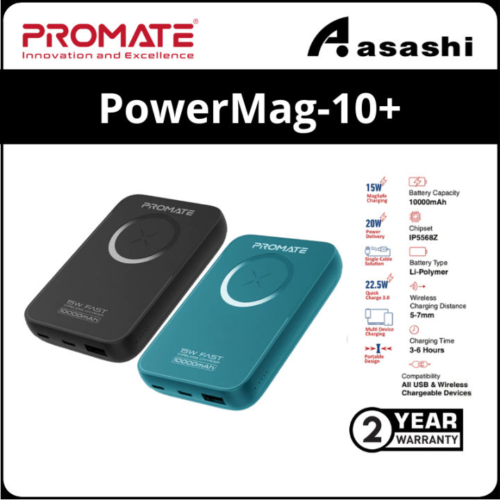 PROMATE PowerMag-10+ 10000mAh 22.5W Magsafe Wireless PowerBank | Lazada