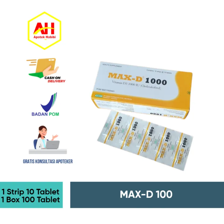 MAX-D MAX D MAK D 1000 BOX 10 STRIP 100 TABLET OBAT MULTIVITAMIN ...