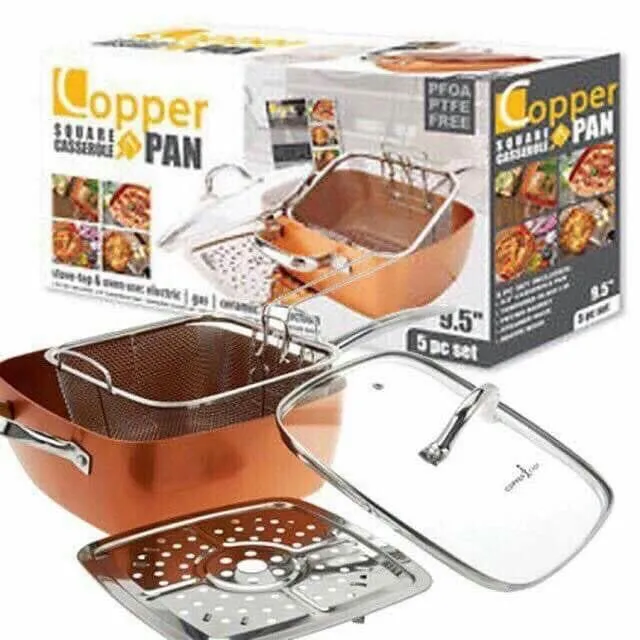 Migas Square Copper Pan 4 Pieces Cookware Set Non-stick Frying Pan Deep ...