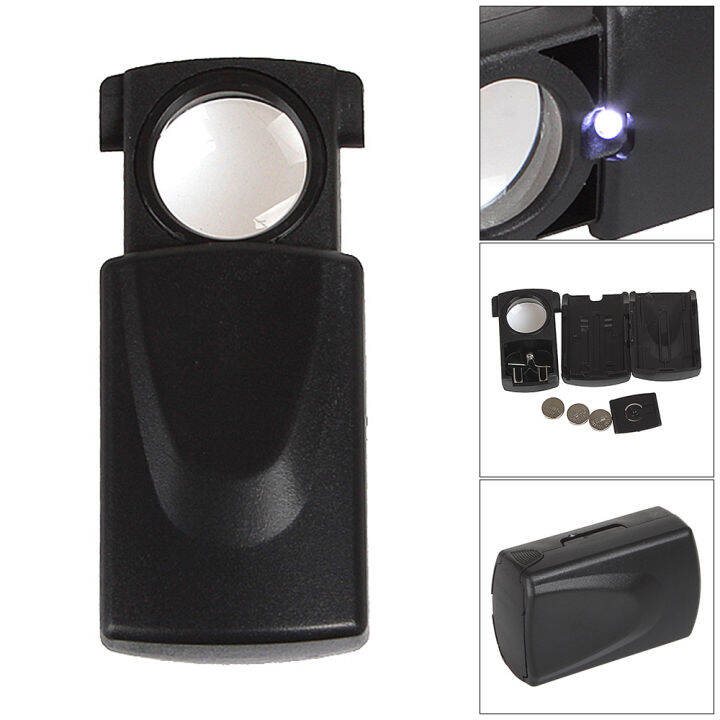 30X ABS Black Foldable Handheld Pull Type Jewelry Magnifier with LED ...