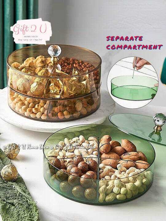 2 layers Nuts Fruit Candy Box Food Container Storage Bekas Gula Kuih ...