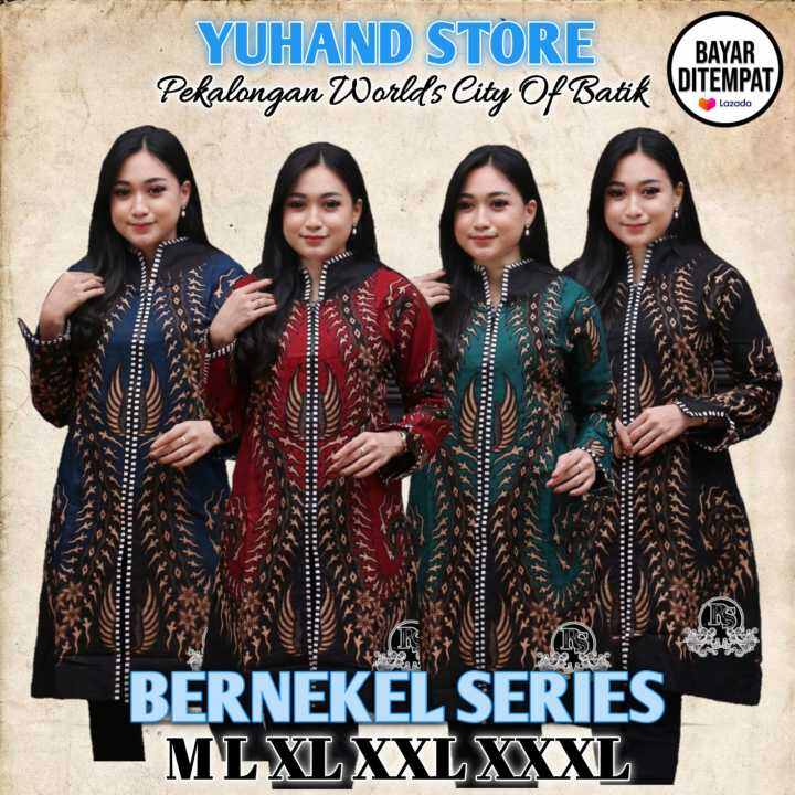 TUNIK ZIPER BATIK JUMBO MOTIF BERNEKEL SERIES CANTIK KALEM ELEGAN DRESS ...