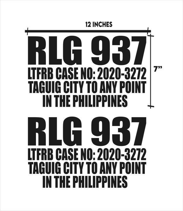 LTFRB 24/7 AND CASE NUMBER STICKER | Lazada PH