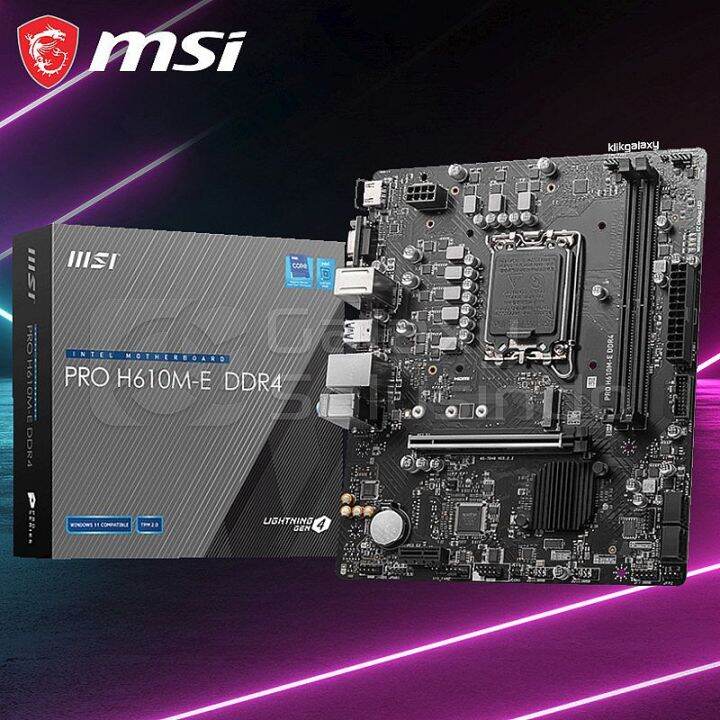 MSI H610M-E PRO Intel LGA1700 H610 DDR4 Motherboard Alder Lake | Lazada ...