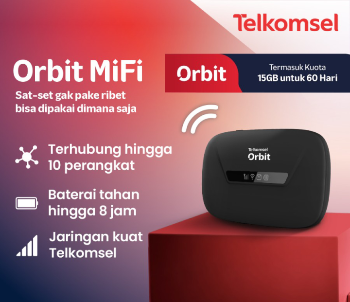 Telkomsel Orbit Mifi N1 Portable Modem Wifi 4G HKM M21 Free Quota 15GB ...