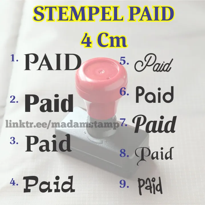 stempel PAID 4cm lunas stamp toko nama flash murah otomatis | Lazada ...