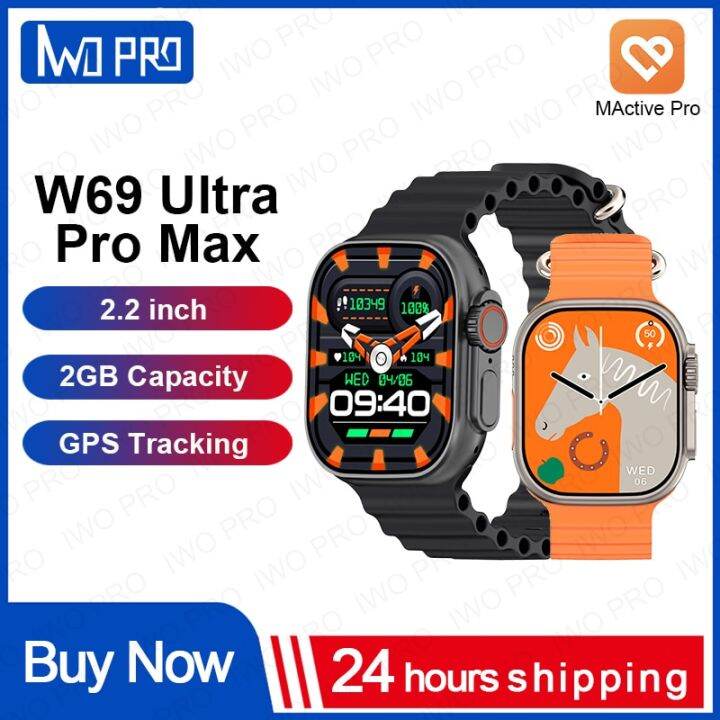 IWO PRO 2023 W69 Ultra Pro Max 2.2 inch Smart Watch 2GB Music Memory Series 9 NFC GPS Compass ...