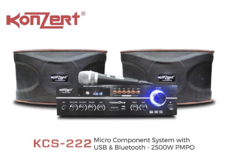 KONZERT KCS 222 KARAOKER SPEAKER SYSTEM FREE MICROPHONE/tested before ...
