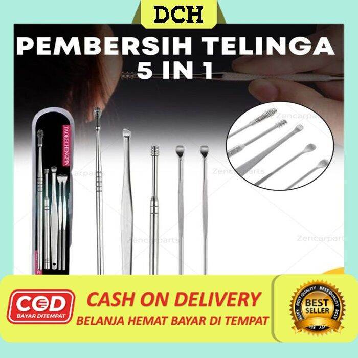 Set Alat korek kuping telinga ear wax Stainless steel Pembersih kotoran ...