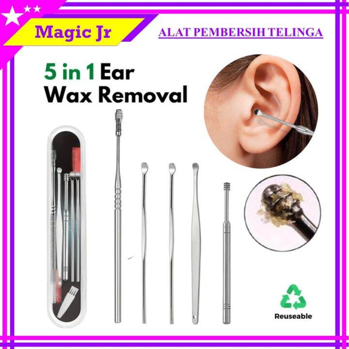 Alat Pembersih Telinga 5in1 Stainless Alat Korek Kuping Ear Wax ...