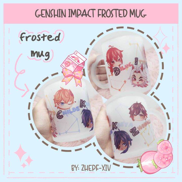 Genshin impact constellation frosted mug Diluc Itto Childe Kaeya ...
