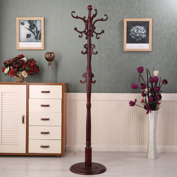European-style clothes rack solid wood carving simple modern assembly ...
